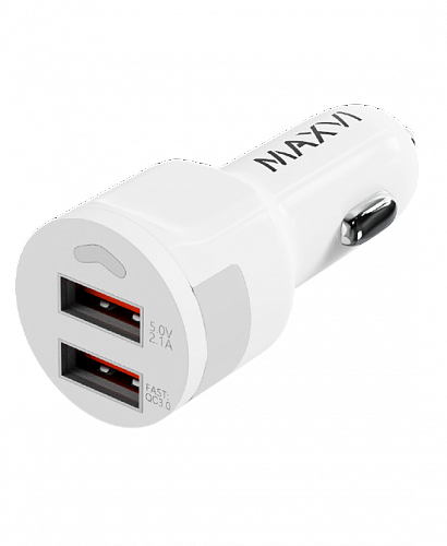 Автомобильное зарядное устройство Maxvi CCM-522 Plus T white, 2USB, QC3.0, белый, Type-C