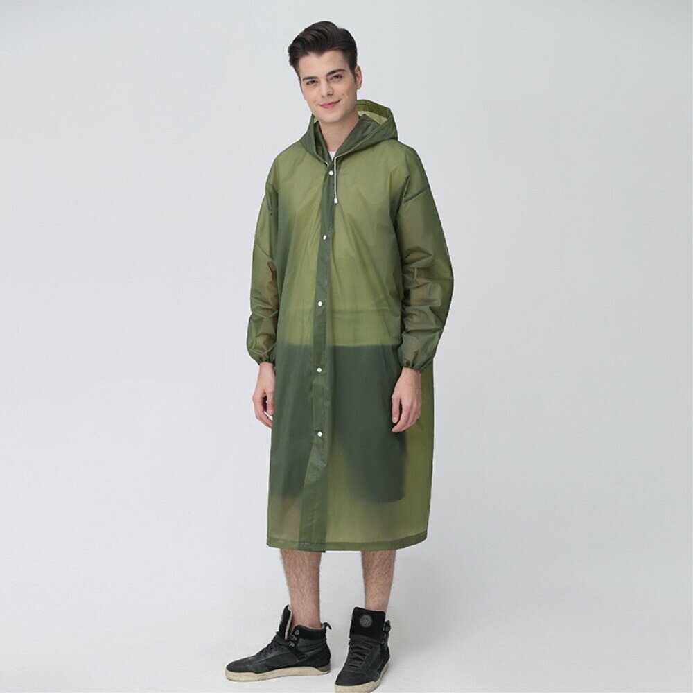 Дождевик многоразовый ветрозащитный с капюшоном унисекс, зеленый
