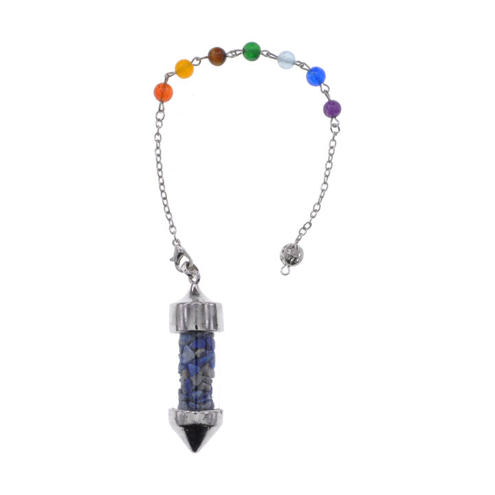 Маятник для биолокации 7 Чакр, натуральный камень Лазурит, размеры маятника: 5,5х1,5см, длина цепочки: 19,5см. Foresta di Odori