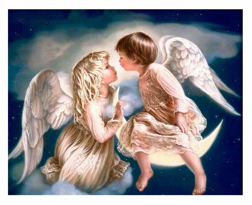 Алмазная мозаика на подрамнике / Картина стразами "Ангелочки" 40х50 , сложность 5, цветов 24, Komas