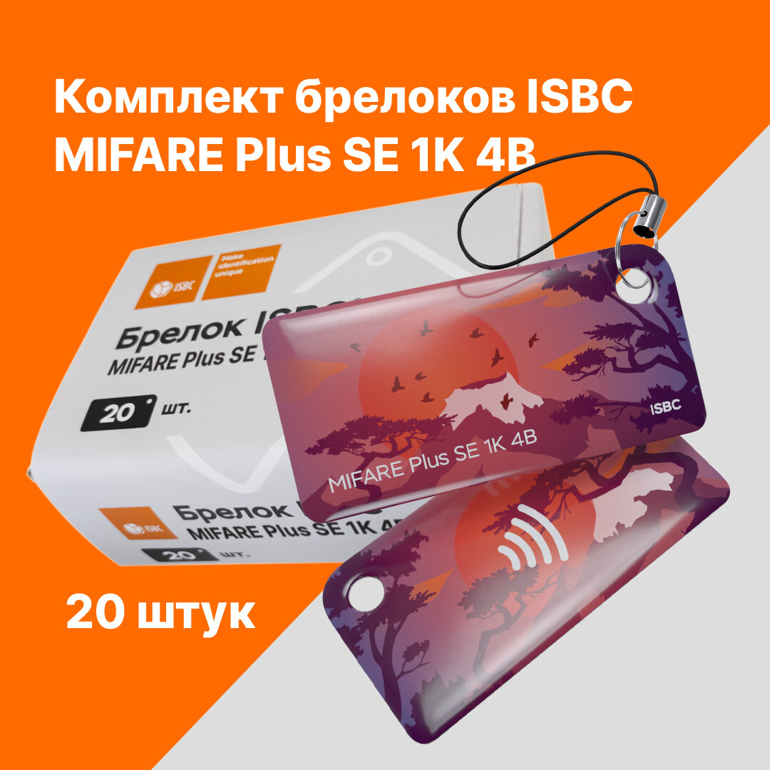 Брелок ISBC MIFARE Plus SE 1K 4B "Векторные пейзажи; Вулкан", 20 шт, арт. 121-39942
