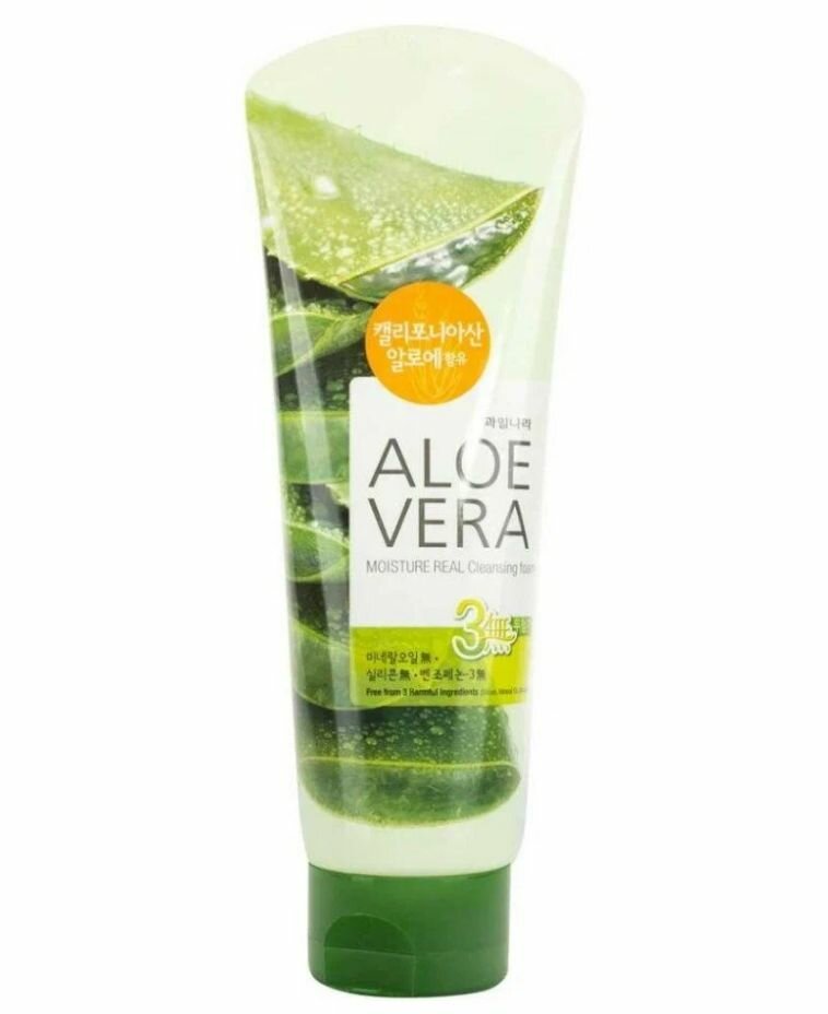 WELCOS Пенка для лица увлажняющая с алоэ вера Aloevera Moisture Real Cleansing Foam, 160 г, 3 шт