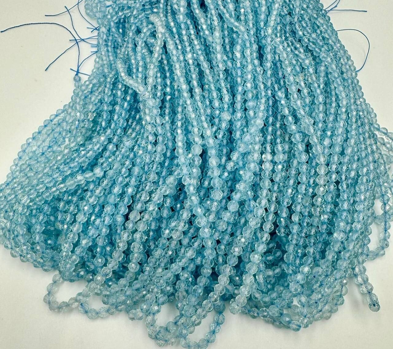 Бусина Натуральный топаз, огранка, размер 4 мм, на нити 38 см