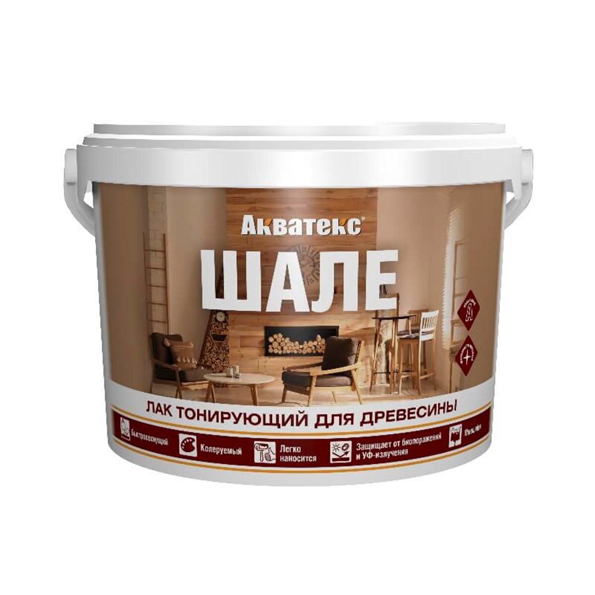 Лак тонирующий для дерева Акватекс Шале, акрилатный, шелковисто-матовый, 0,9 кг, дуб