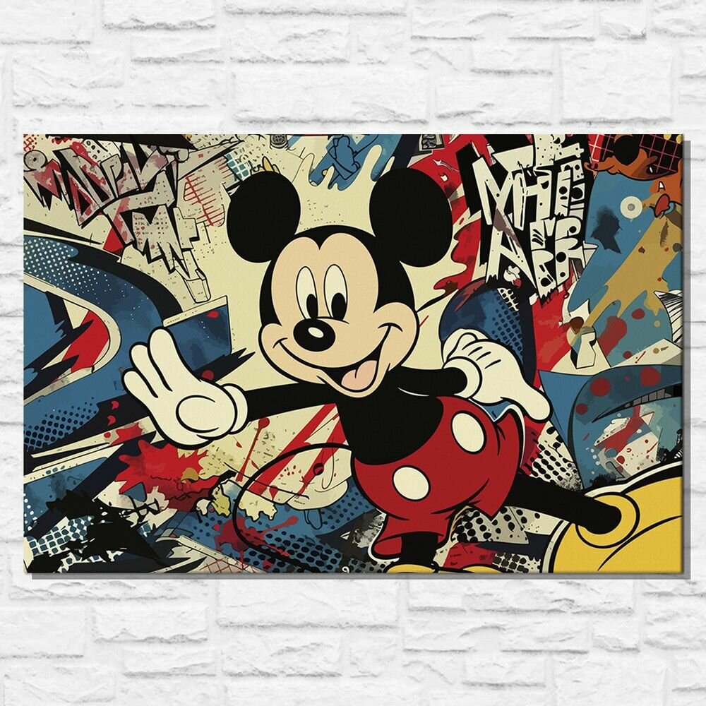 Картина по номерам на холсте Микки Маус (мультфильм, Mickey Mouse, комикс, поп арт) - 15256 Г 60x40