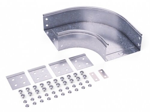 Угол горизонтальный DKC 90 градусов, 200х100 мм, крепежные элементы, соединительные пластины