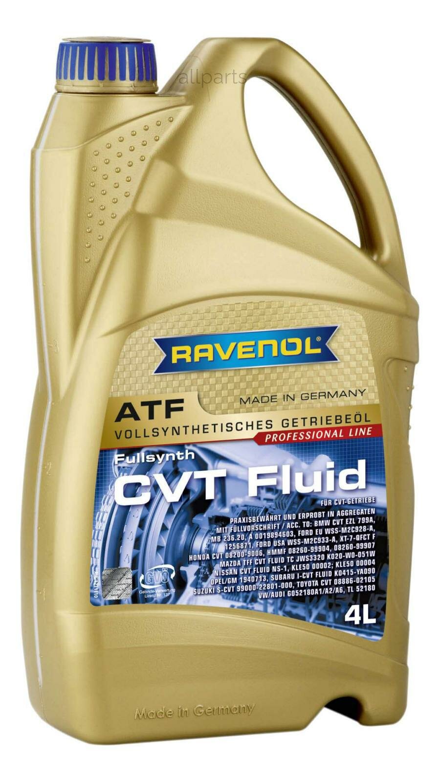 RAVENOL 1211110-004-01-999 Трансмиссионное масло CVT Fluid ( 4л) (второй номер 4014835732599)
