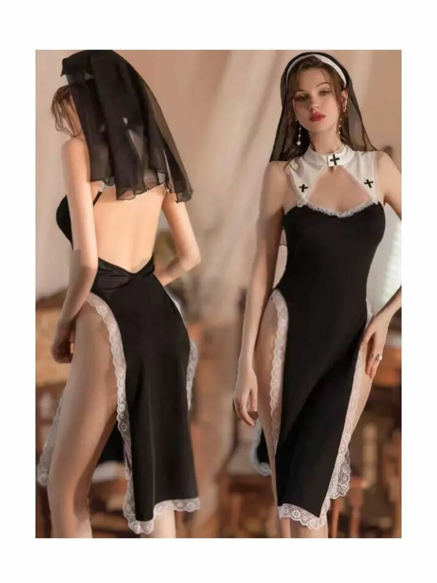 Костюм эротический "Монахиня", хлопок, без застёжки, размер 40-48
