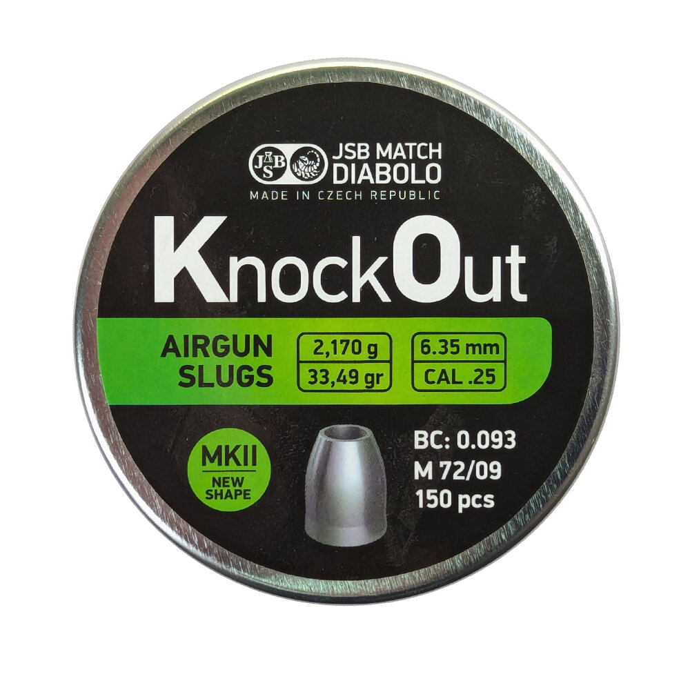 Пули для пневматики JSB Knock Out Slugs MK II 6,35мм 2,17г 150шт