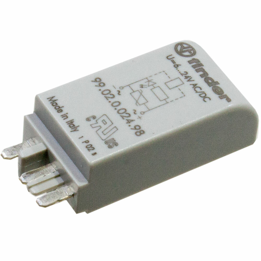 Модуль индикации и защиты; зеленый LED + варистор 6.24В AC/DC Finder 99.02.0.024.98