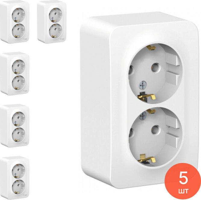 Розетка силовая штепсельная Systeme Electric / Систем Электрик BLANCA, 16А 250В IP20 белый, с заземляющим контактом и изолирующей пластиной BLNRA010211 / электрооборудование (комплект из 5 шт)