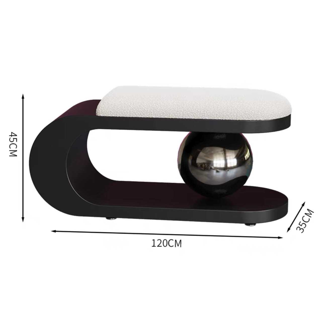 Банкетка Persia из углеродистой стали с мягкой подушкой (120см / цвет серебро)