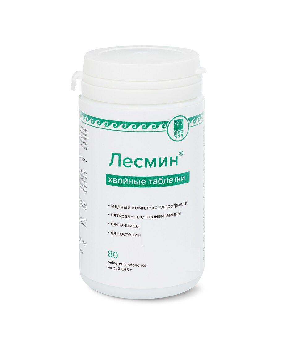 БАД "Лесмин", повышает иммунитет, усиливает кроветворение, нормализует жировой обмен, таблетки массой 0,63 г без оболочки, 80 шт, Арго