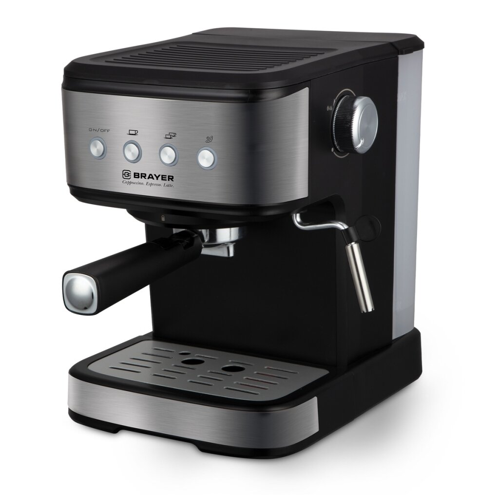 Кофеварка BRAYER, 1100 Вт, 15 бар, автомат. капуч, резерв. Д. воды 1,5 л. 1114BR