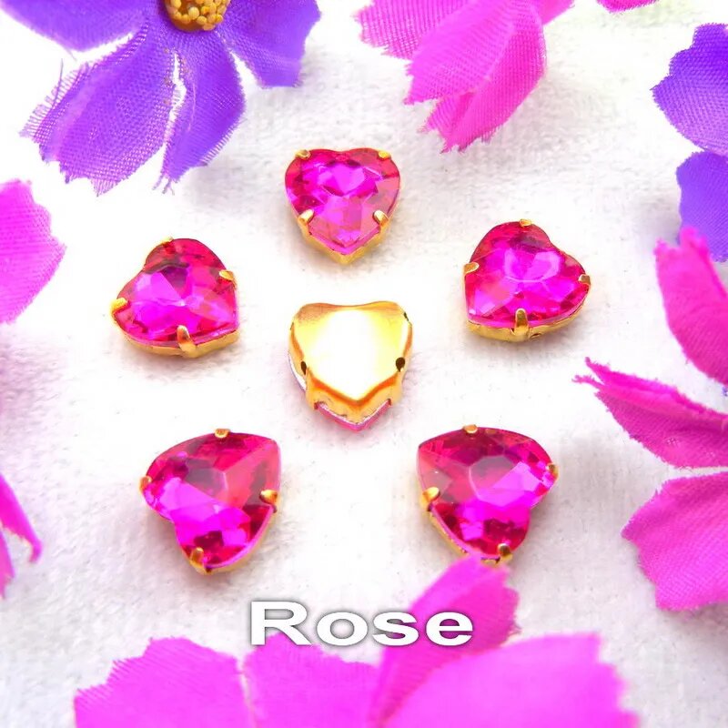 Хрустальные шармы-сердца SNCRYSTAL, 7 размеров Розовый, 8mm 50pcs, A22 Rose