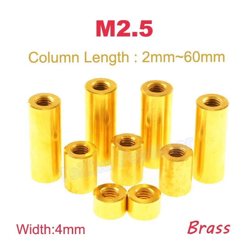 Латунные стойки распорные M2.5 2-60 мм 5/10 шт 10pcs, 9mm (Full Thread)