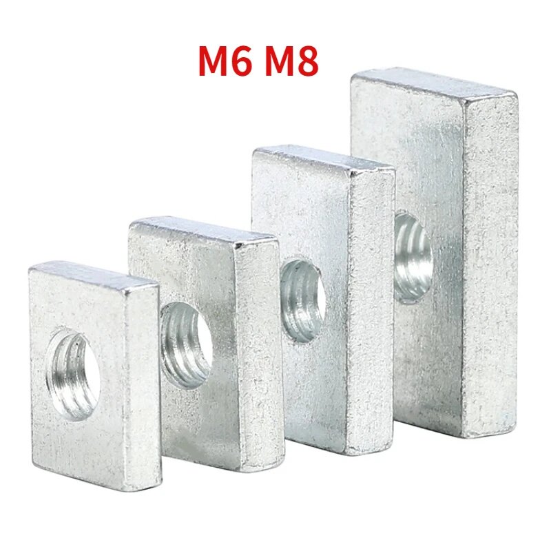 Прямоугольные гайки-слайдеры M6 M8 из оцинкованной стали M6x10x20x4mm(5Pcs)