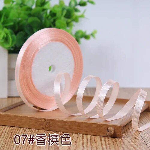 Атласные ленты merylover 6 мм, 25 ярдов Розовый, Champagne