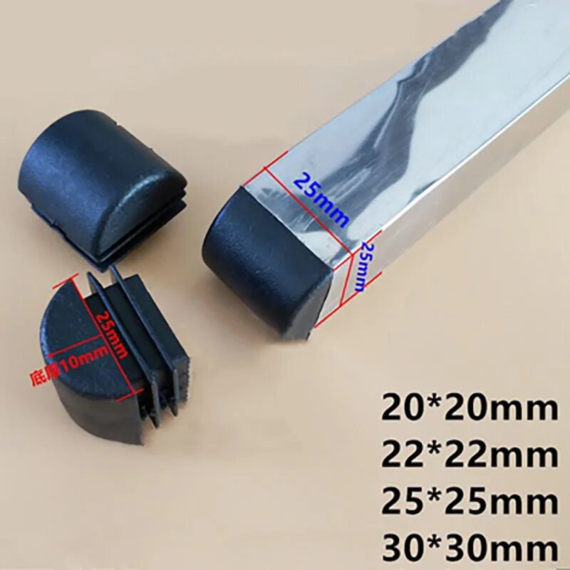 10 шт, мебельная стальная труба, круглая резиновая вставка, заглушка, черные Темно-синий, 20x20mm