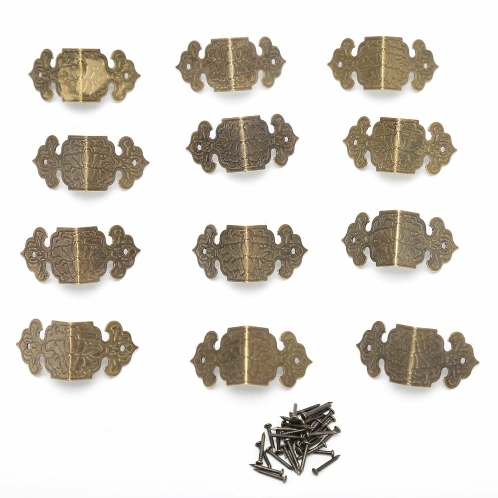 Набор мебельных аксессуаров 12 шт, защитные накладки на уголки багажа, антикварные нашивки - бронза