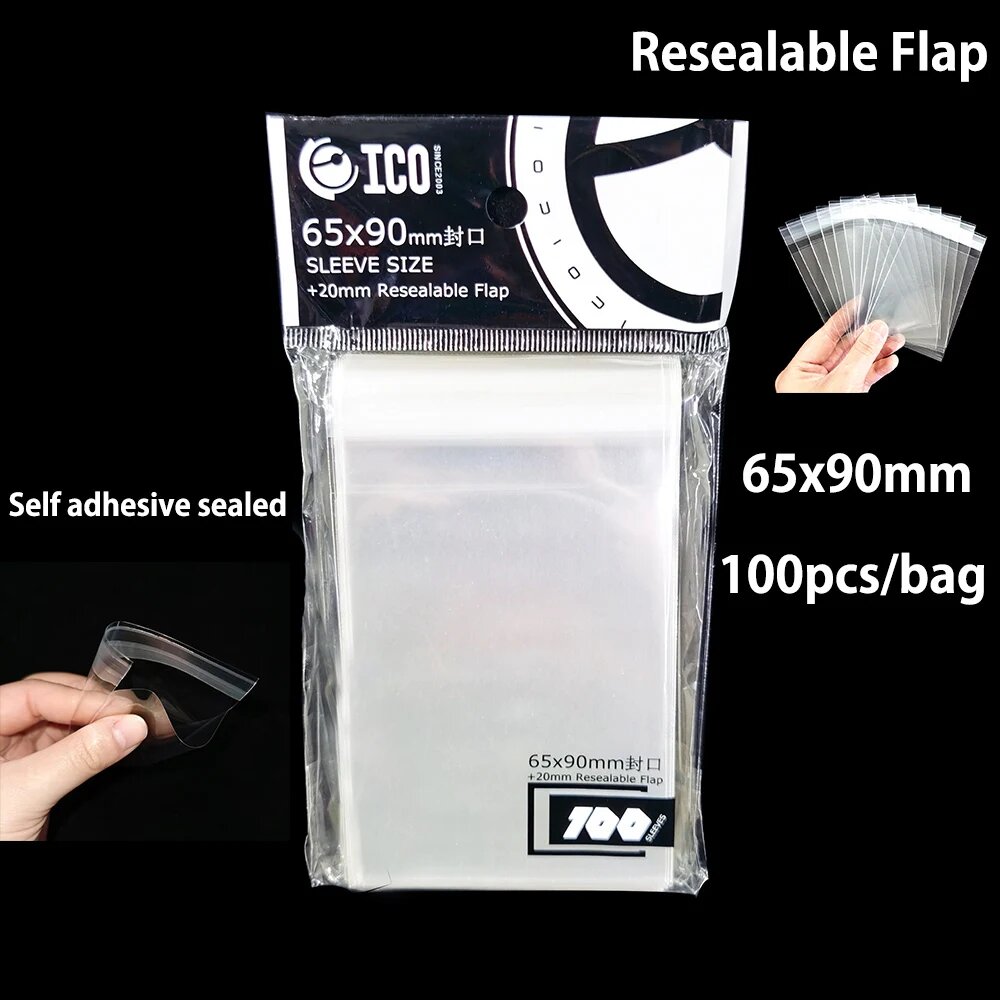 Прозрачные чехлы для карт 61x88/65x90 мм Sealable 65X90MM