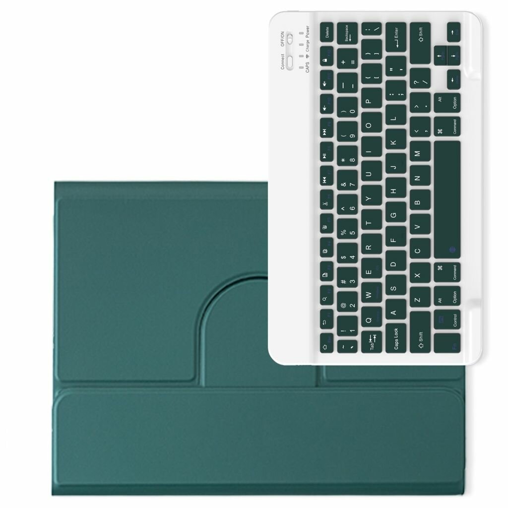(1 комплект) ipad 10.2 (7/8/9) беспроводная клавиатура с магнитным защитным чехлом-зеленый