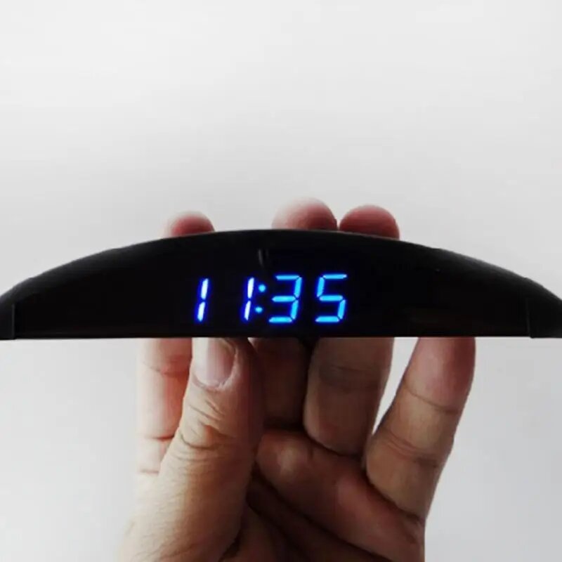 Светодиодные цифровые автомобильные часы Автомобильные электронные часы 12 В Автомобильный Синий