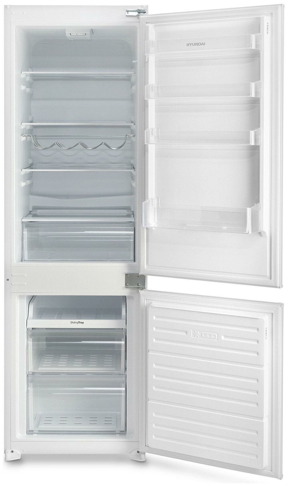 Встраиваемый холодильник Hyundai HBR 1771, белый, 177 см, 251 л, А+, 4 кг/сутки