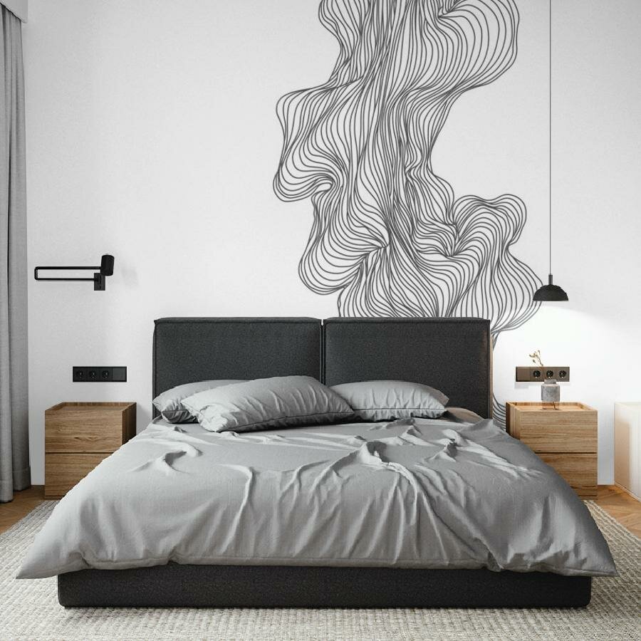 Фотообои Черные линии 14-858-L-Флок 270 x 400 см (ВхШ) Бесшовные, флизелиновые, влагостойкие обои MasterFresok