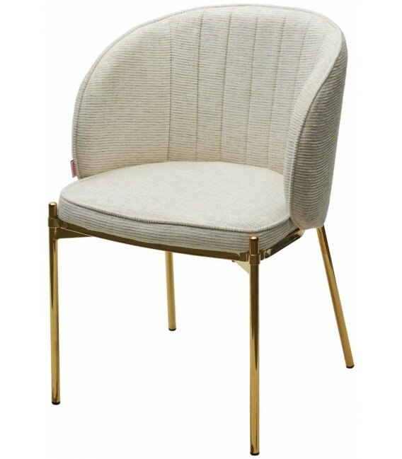 Стул DIANA Modica-40 бежево-белый, ткань / золотой каркас M-City