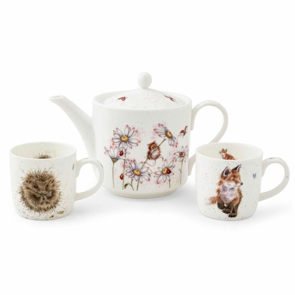 Чайный набор Royal Worcester "Tea for Two", костяной фарфор, белый, 2 чашки и чайник