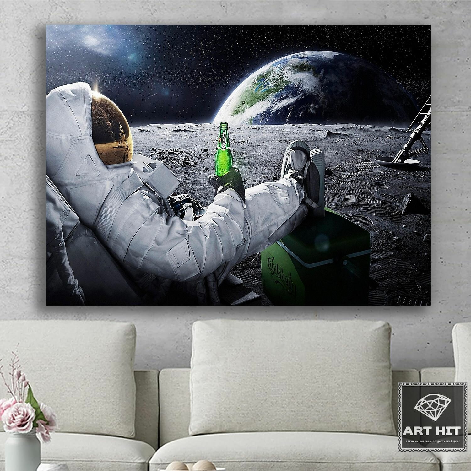 Картина с луной, космосом, интерьерьерная картина, 50х70 см.