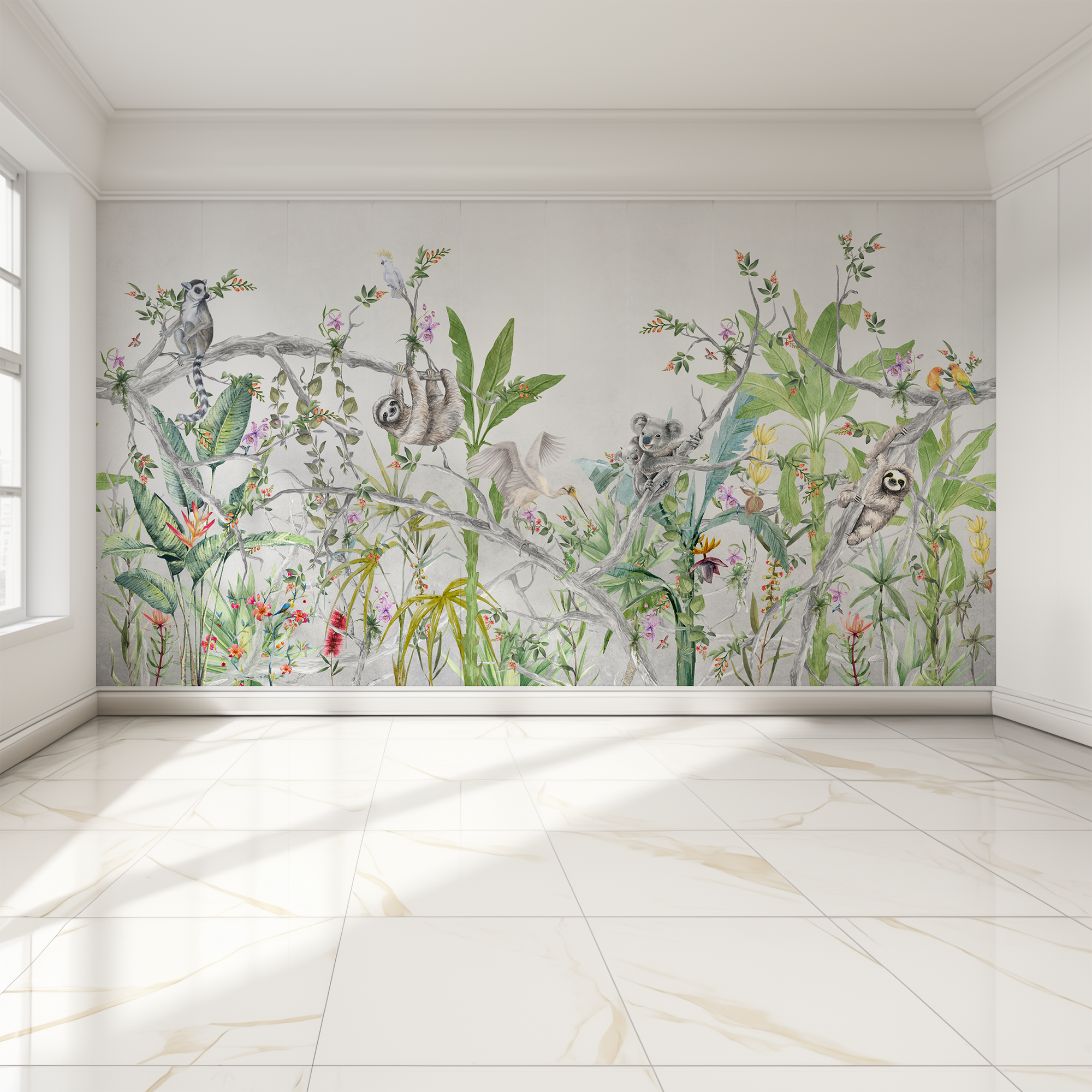 Фотообои 3д на стену "Джунгли", флизелиновые 500х270 см на кухню, спальню, зал, в детскую