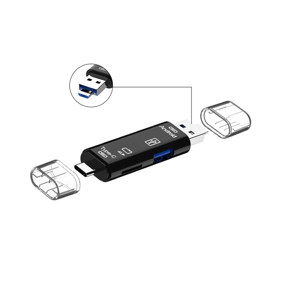 5 в 1 USB-кардридер OTG-адаптер Type-C к TF USB2.0 Micro USB SD-телефон USB OTG Type-c Расширение для ноутбука Samsung iPhone