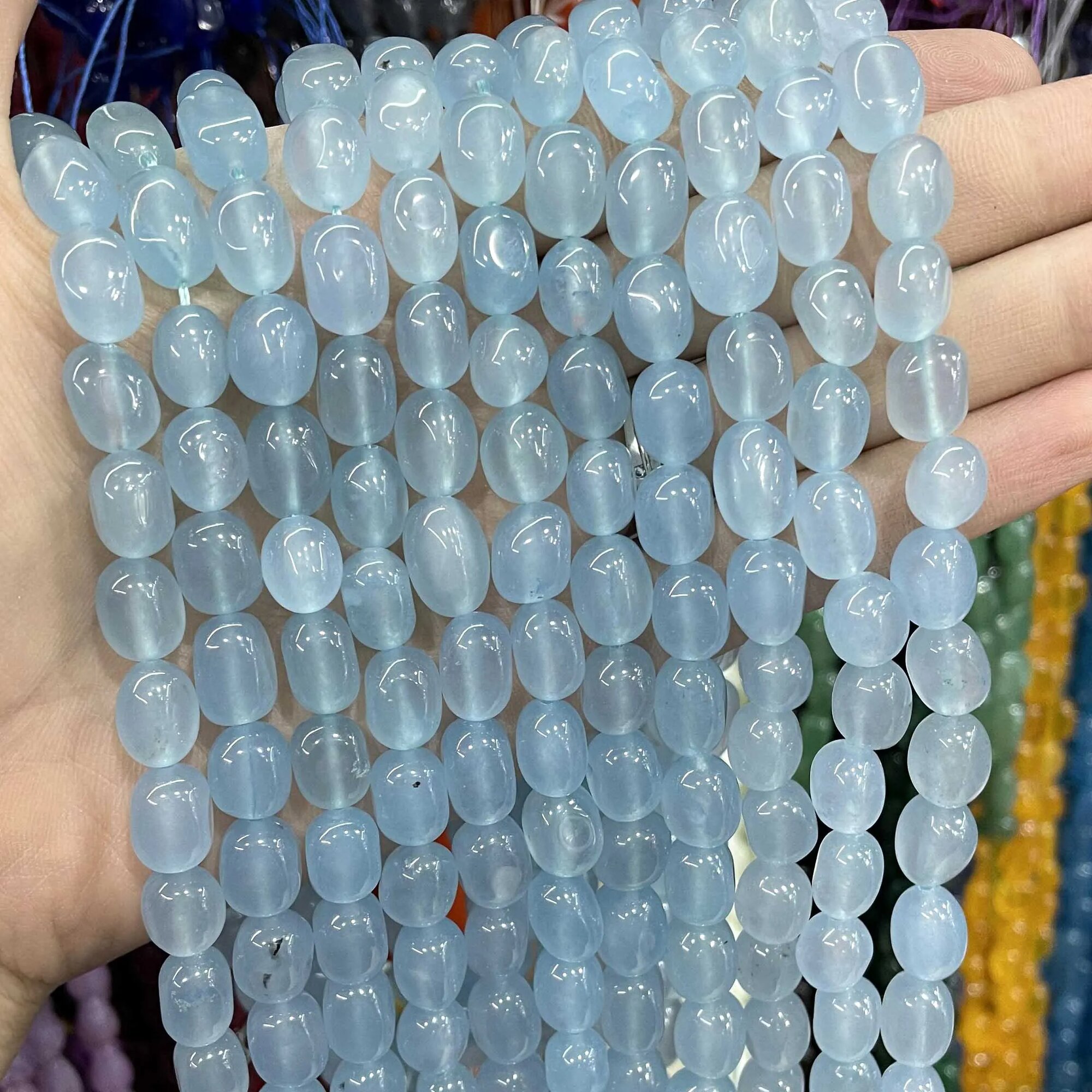 Бусины из халцедона SYSRXLR Light lake blue