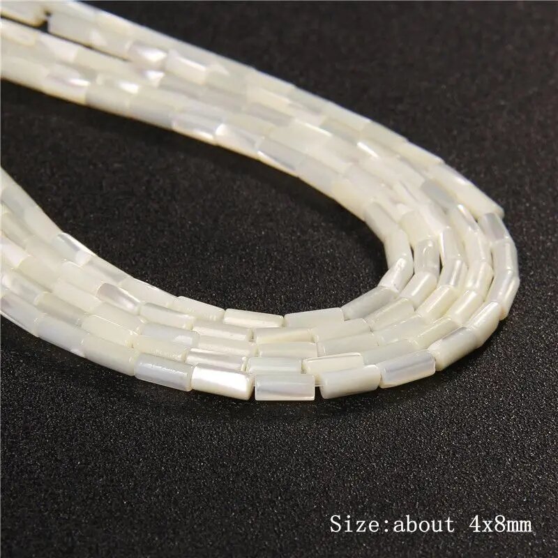 Белые перламутровые бусины Tube 4x8mm