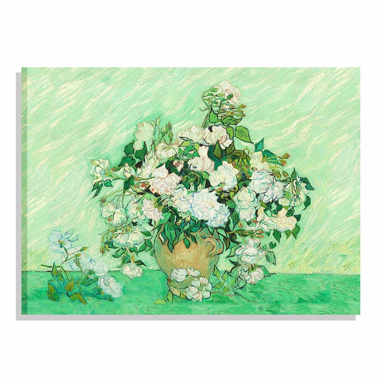 Картина на холсте, репродукция Ваза с розовыми розами - Ван Гог