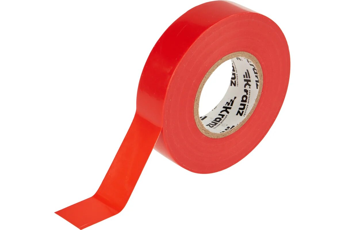 KRANZ изолента ПВХ 0,18х19 мм, 20 м, красная - для электропроводки и изоляции