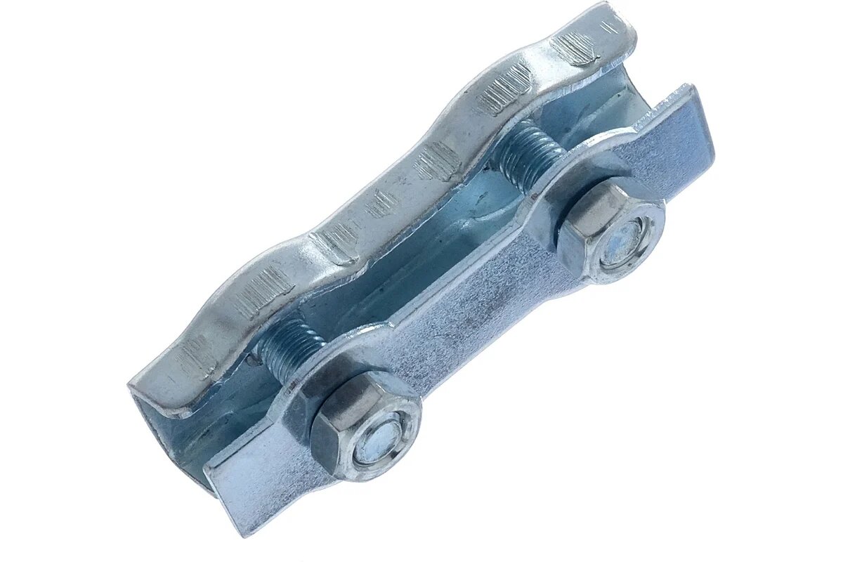 Зажим троса Стройметиз 5 мм Duplex из оцинкованной стали для крепления и удержания стального троса в строительных и монтажных работах