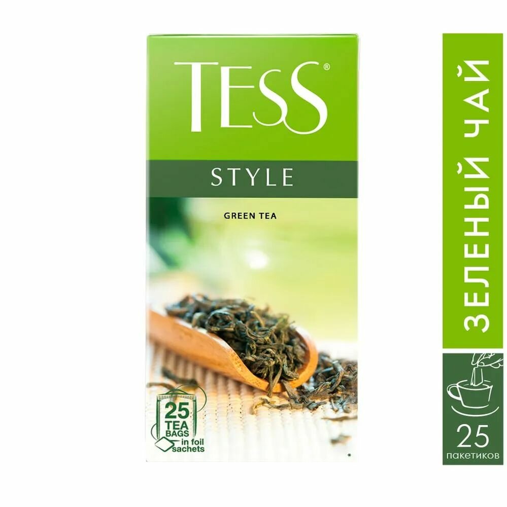 Чай зеленый Tess Style , пакетированный, без добавок, 25 пак