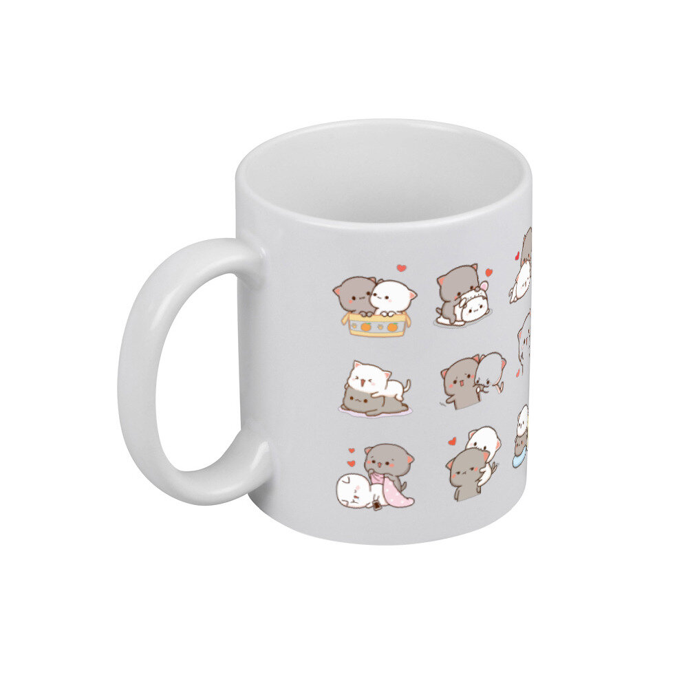 Кружка белая для чая и кофе с принтом Милые котики подарок