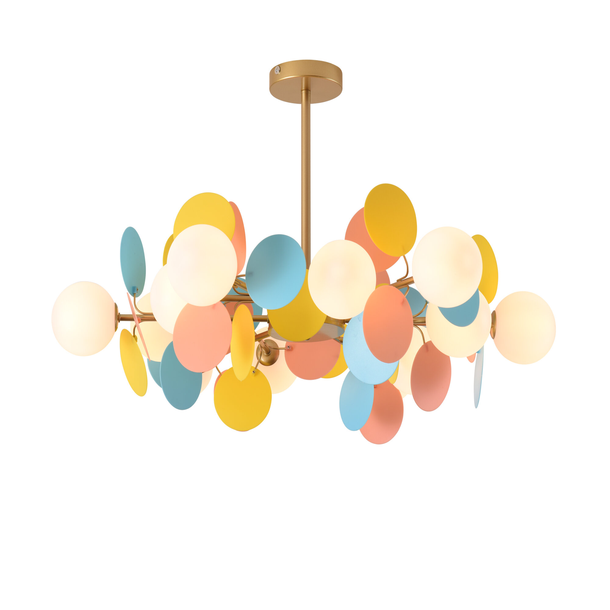 Люстра для спальни и гостиной в стиле кантри, декоративное освещение, пластиковые лепестки/12 ламп/цветная