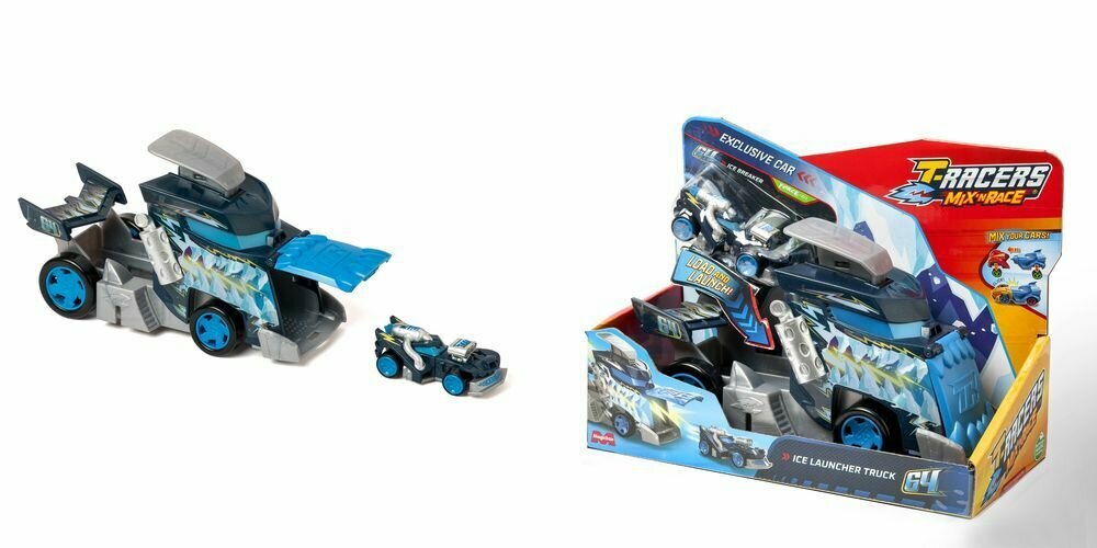 Набор машинок T-Racers Mix 'n Race, Синий: эксклюзивная машинка, грузовик-лончер (PTRSP116RU30)