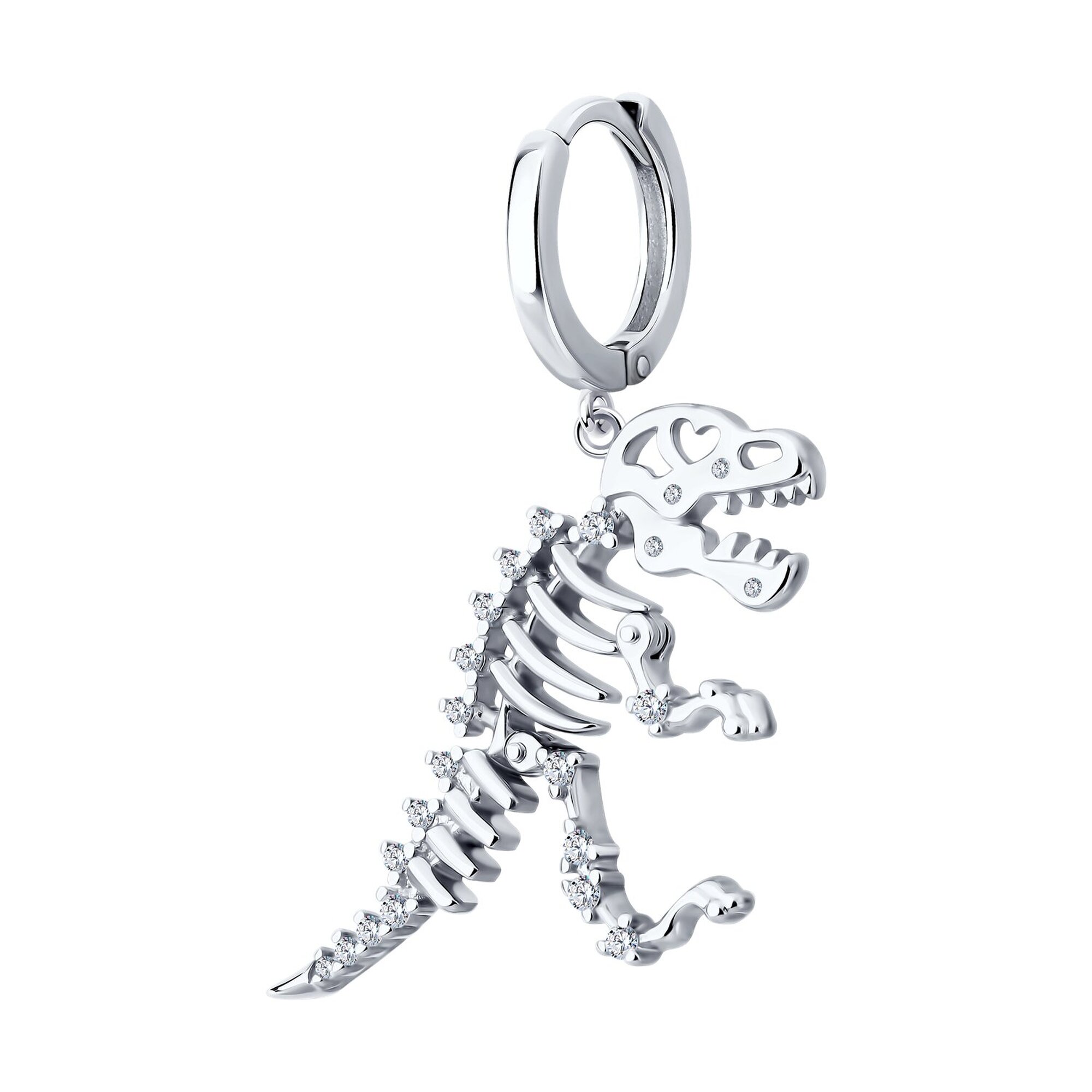 Моносерьга, серебро, 925 проба, фианит