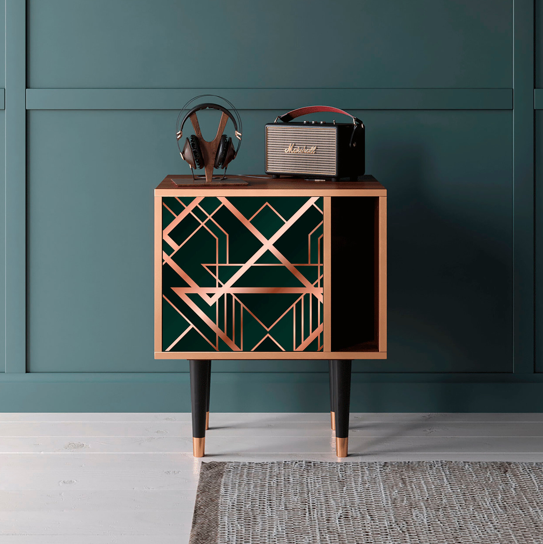 Прикроватная тумба - STORYZ - S2 Emerald Gatsby, Размер - 58 x 69 x 48 см, Цвет - Орех