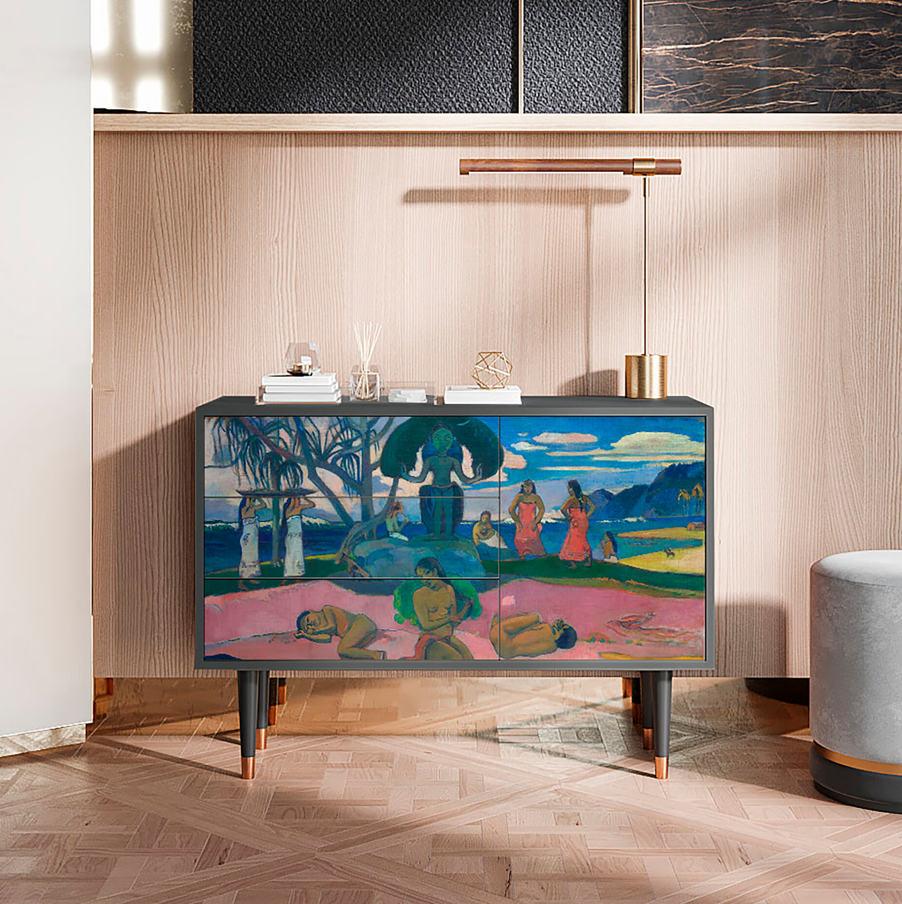 Комод - STORYZ - S3 Day of the God by Paul Gauguin, Размер - 115 x 84 x 41 см, Цвет корпуса - , Антрацит