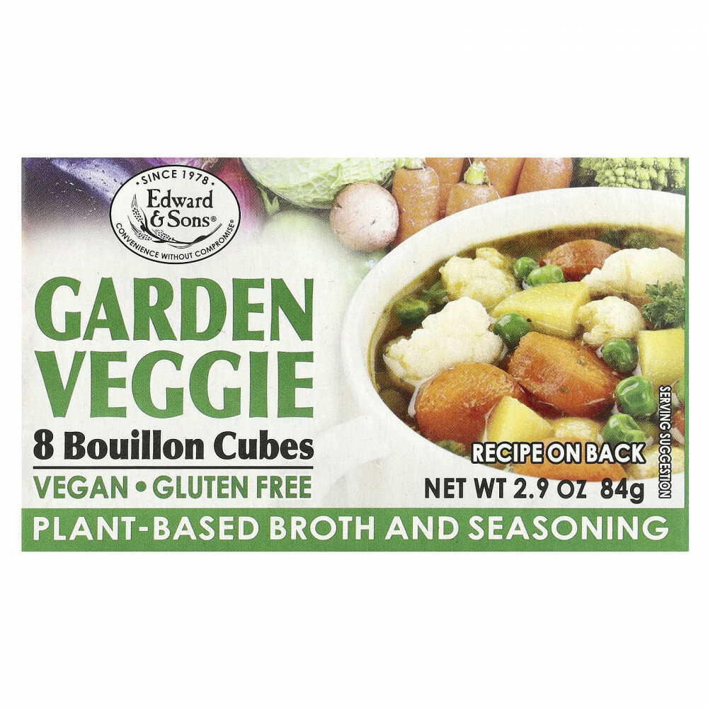 Edward & Sons, Garden Veggie, Bouillon Cubes, 8 Cubes