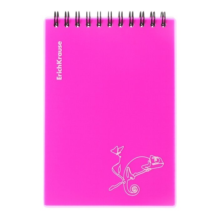 Блокнот Erich Krause "Silhouette" на спирали, А6, 80 листов, клетка, шелкография, блок офсет белизна 100%, розовый