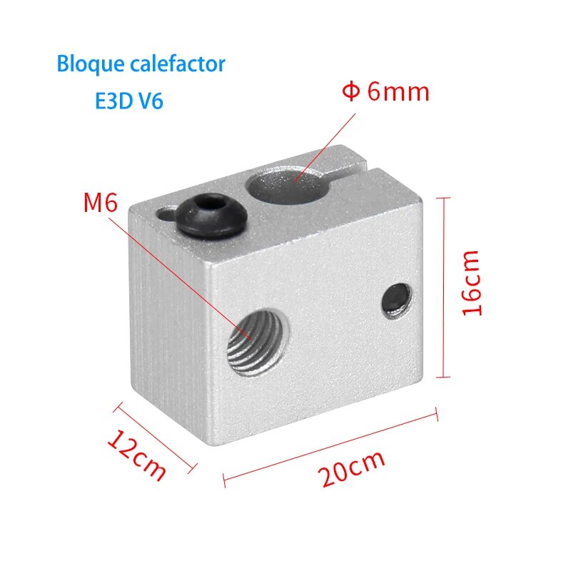 DYMagic E3D V5 V6 алюминиевый блок нагревателя 20*16*12 мм 2 шт. 2PCS E3D V6