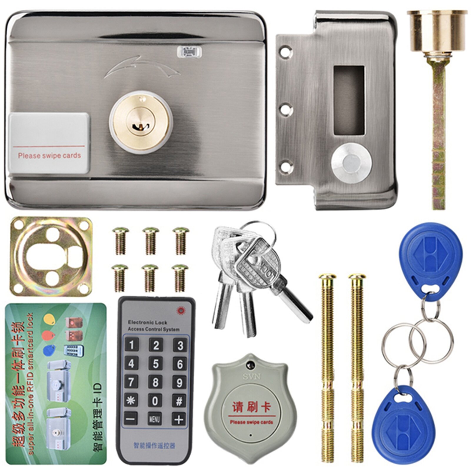 Электронный интеллектуальный замок доступа ID с двумя головками, 12 В.